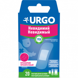 Набір пластирів медичних Urgo Невидимий прозорих, різних розмірів №20 ...